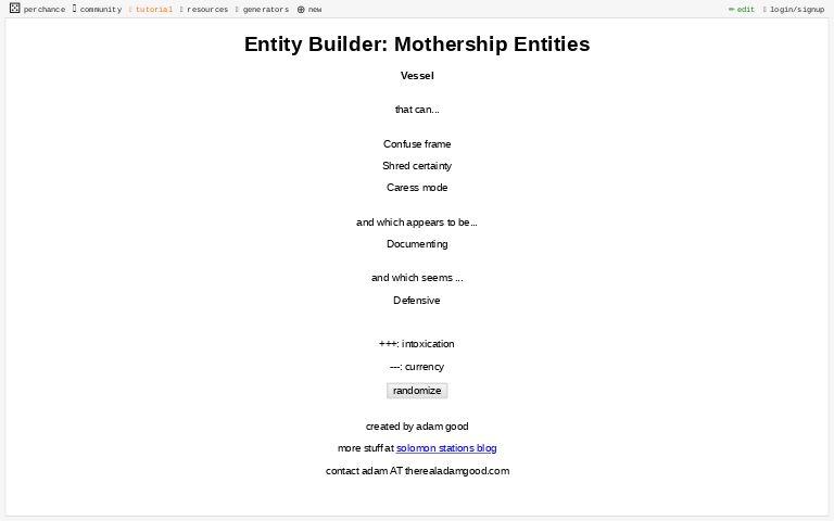 Entity Builder: Mothership Entities ― Perchance Generator