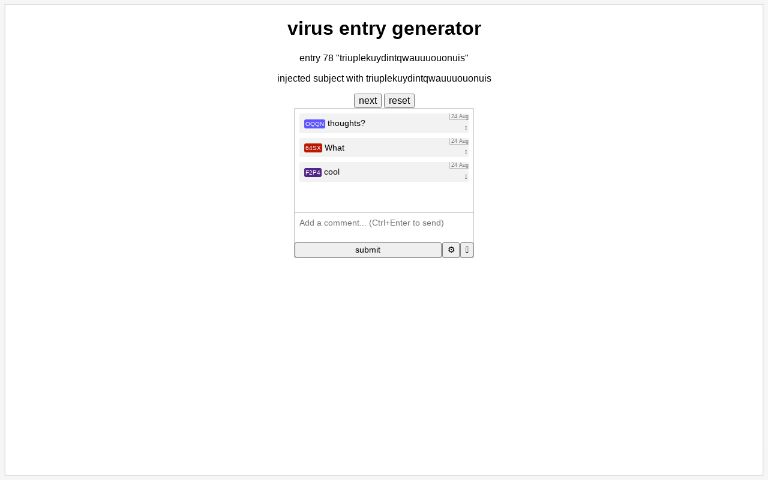 virus entry generator