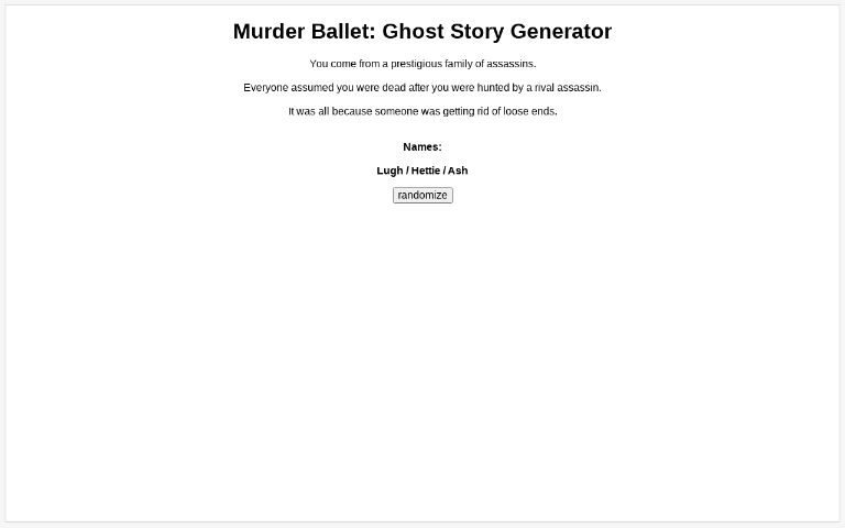 Murder Ballet: Ghost Story Generator