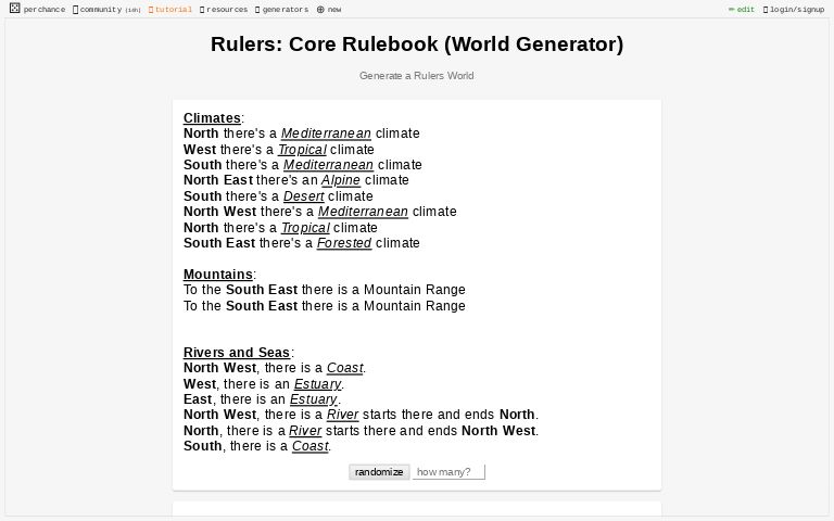 Rulers: Core Rulebook (World Generator)