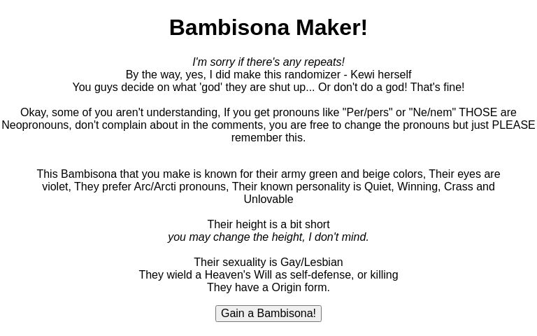 Bambisona Generator