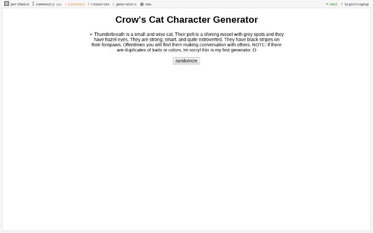 Crow's Cat Character Generator
