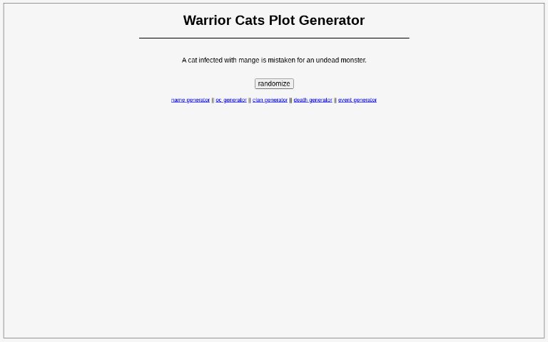 Warrior Cats Plot Generator