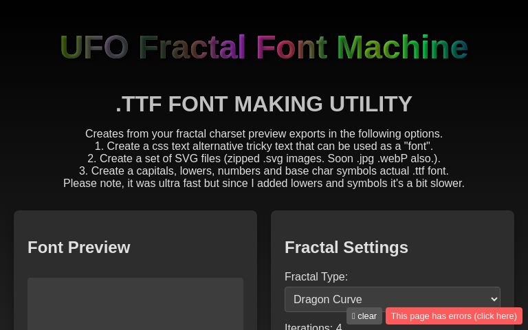 UFO Fractal Font Machine.TTF FONT MAKING UTILITY ― Perchance Generator