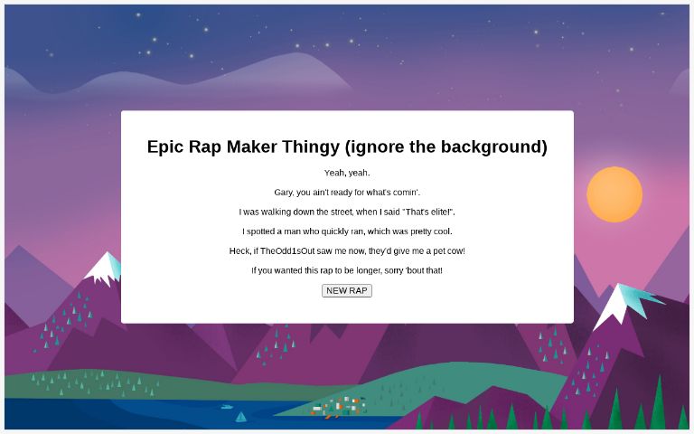 Epic Rap Maker Thingy (ignore the background) ― Perchance Generator