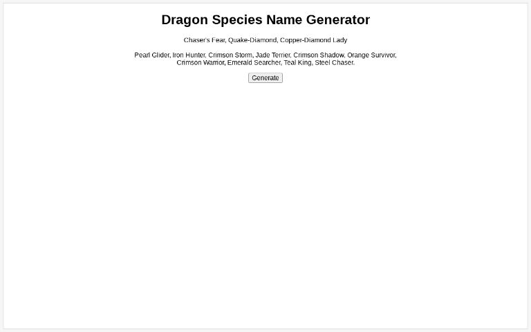 Dragon Species Name Generator