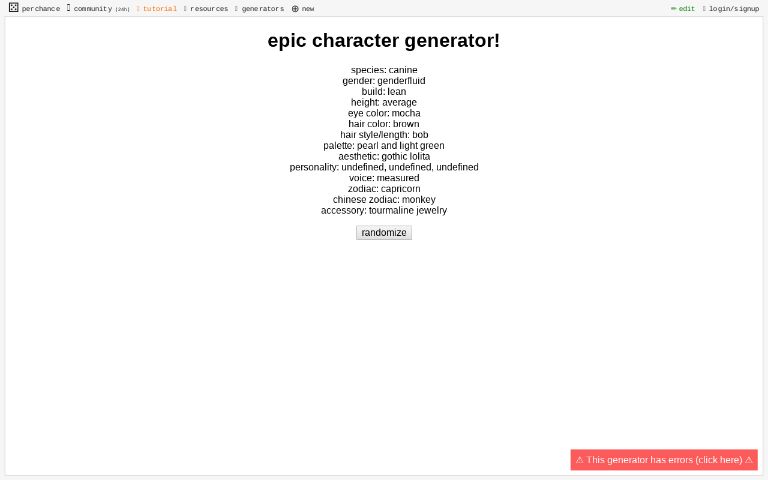 epic character generator!