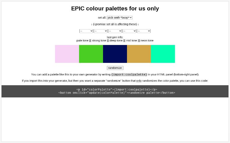 EPIC colour palettes for us only ― Perchance Generator