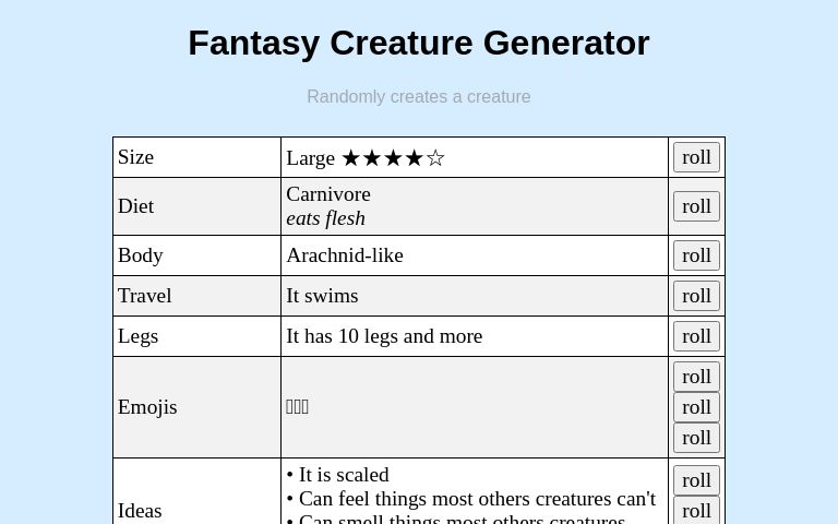 Fantasy Creature Generator