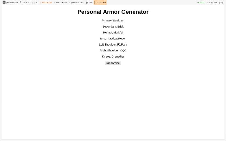 Personal Armor Generator