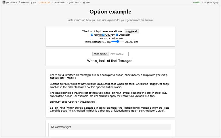 Option example ― Perchance Generator