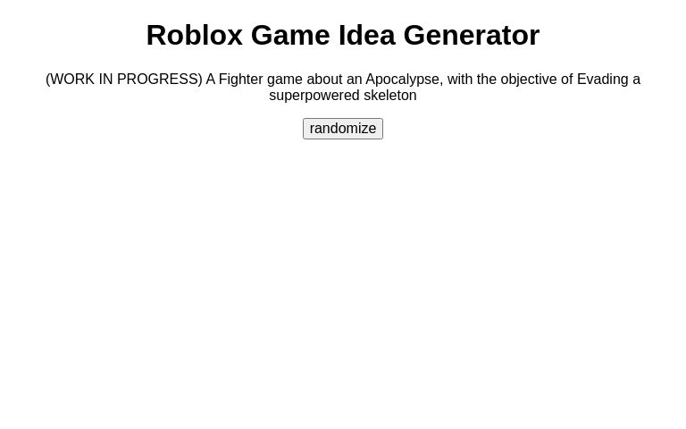Roblox Game Idea Generator
