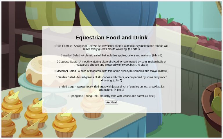 Equestrian Food and Drink ― Perchance Generator