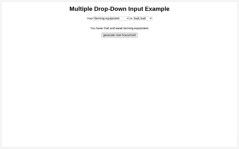 Multiple Drop-Down Input Example ― Perchance Generator