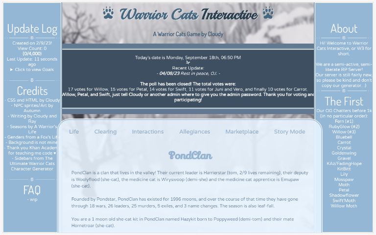 Warrior Cats Interactive ― Perchance Generator