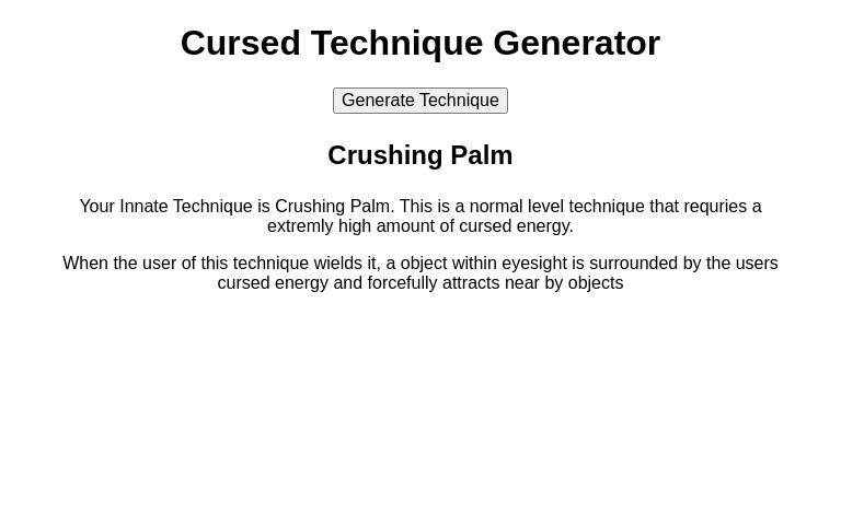 Cursed Technique Generator