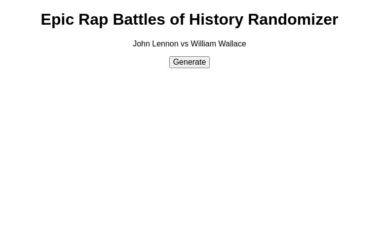 Epic Rap Battles of History Randomizer ― Perchance Generator