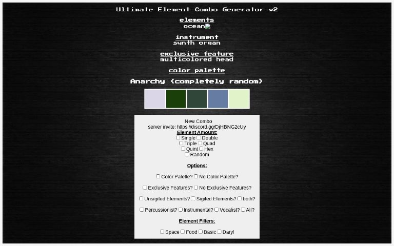 Element Combo Generator V2