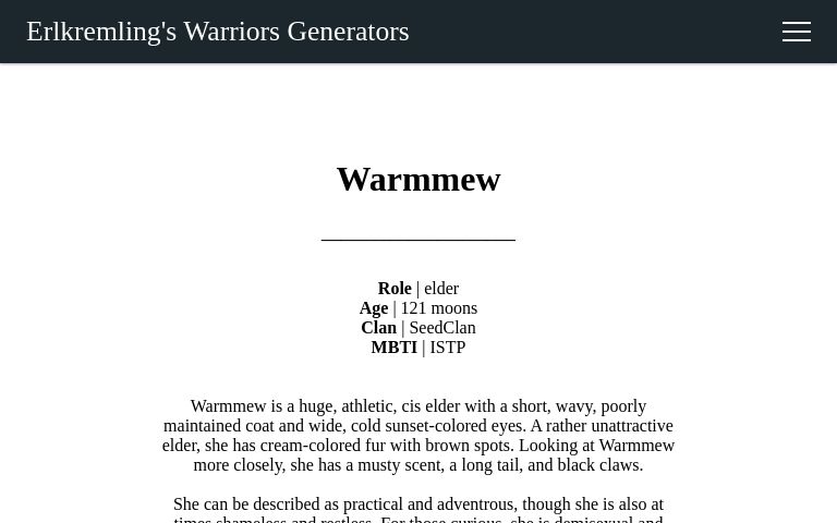 Erlkremling's Warriors OC Generator