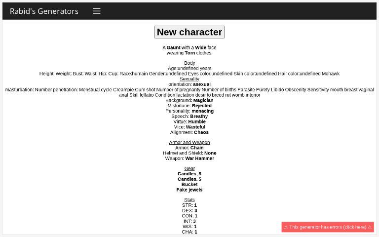 New character ― Perchance Generator