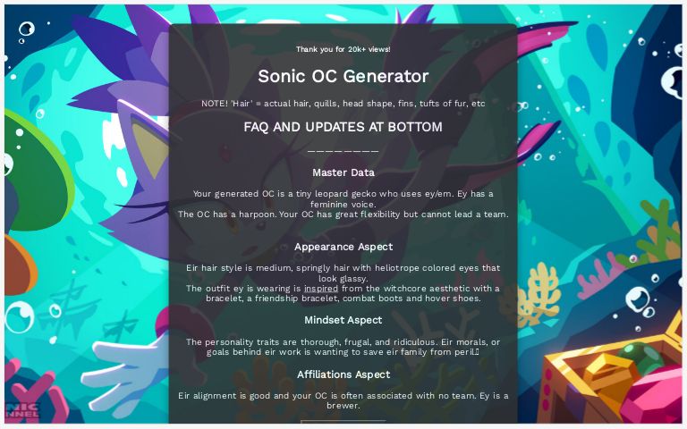 Sonic OC Generator
