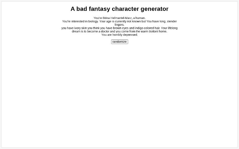 A bad fantasy character generator
