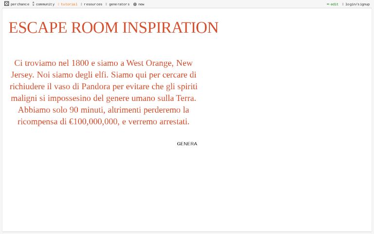 Escape Room Inspiration ― Perchance Generator