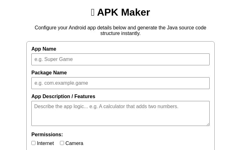 📦 APK Maker ― Perchance Generator