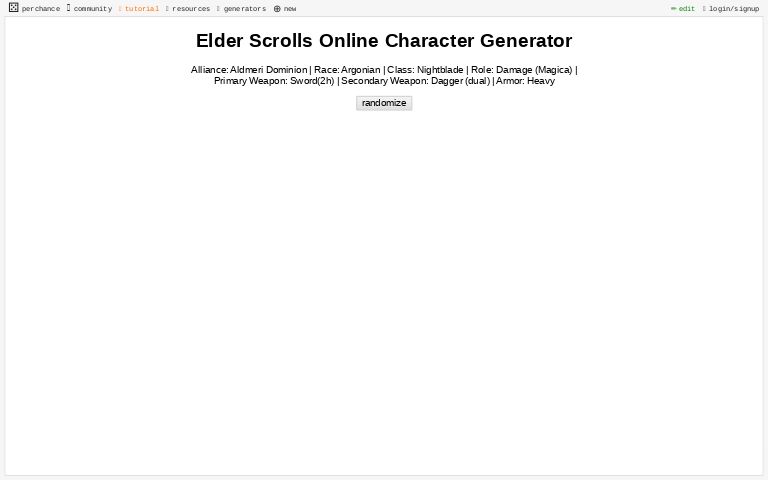 Elder Scrolls Online Character Generator