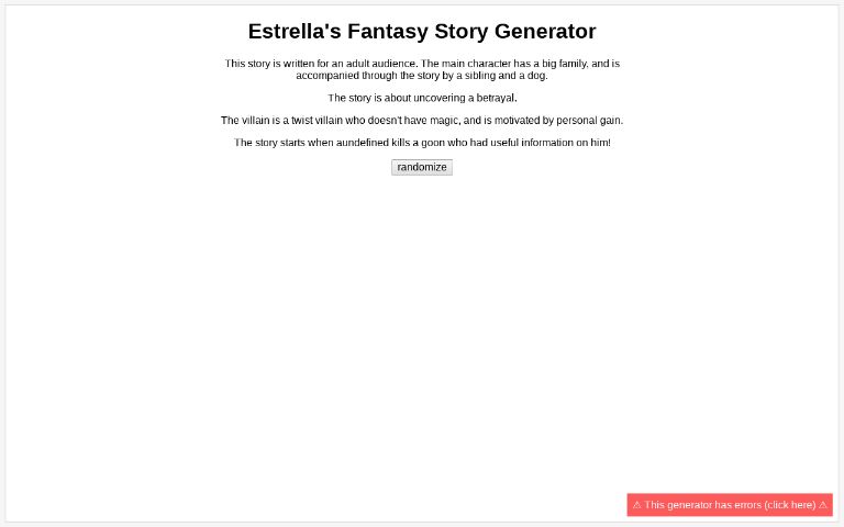 Estrella's Fantasy Story Generator