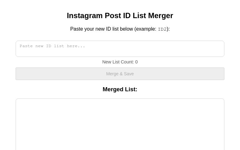 Instagram Post ID List Merger ― Perchance Generator