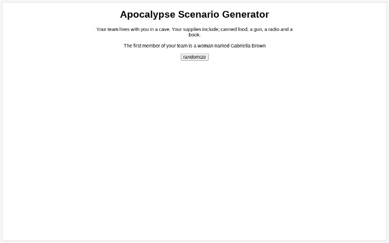 Apocalypse Scenario Generator