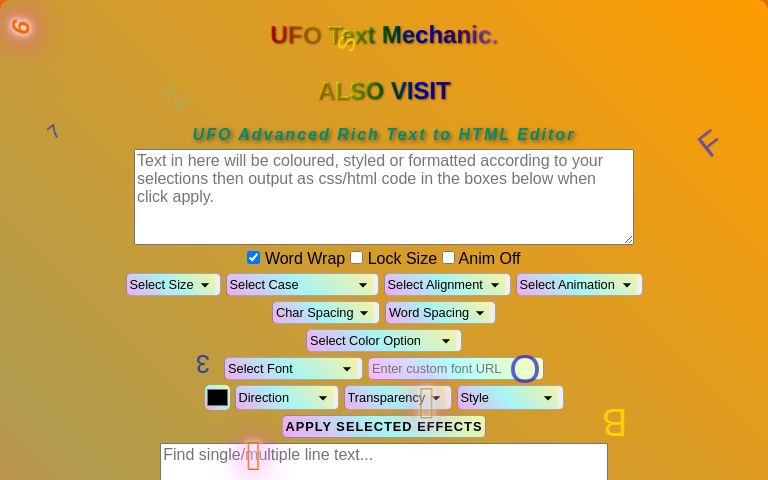 UFO Text Mechanic. ALSO VISIT ― Perchance Generator