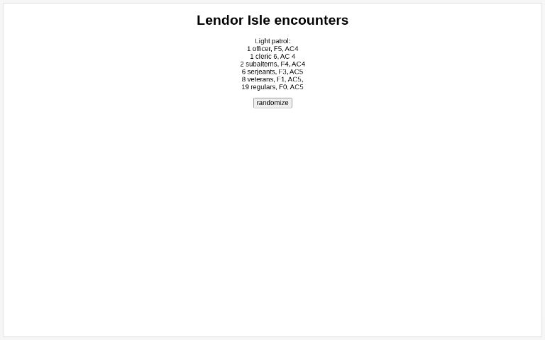 Lendor Isle encounters ― Perchance Generator