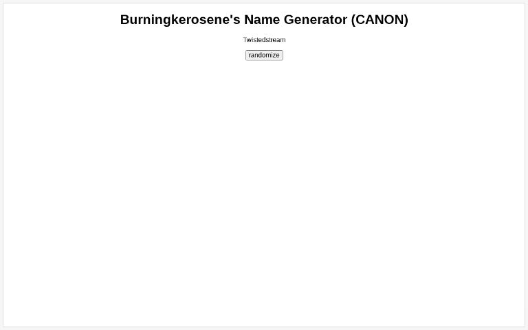 Burningkerosene's Name Generator (CANON)
