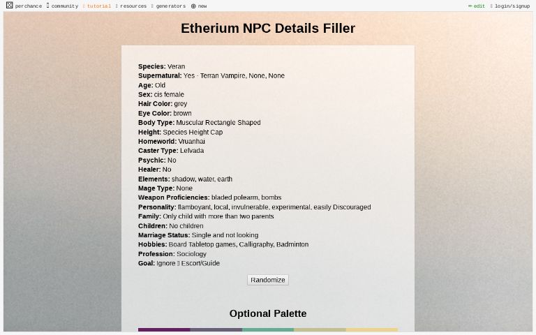 Etherium NPC Details Filler ― Perchance Generator