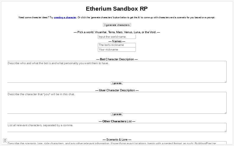 Etherium Sandbox RP ― Perchance Generator