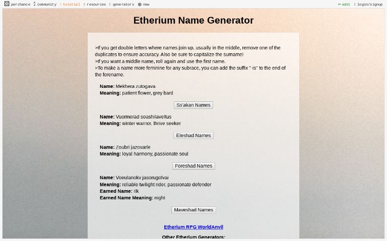 Etherium Name Generator