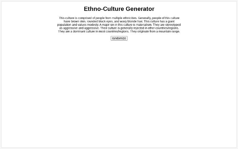 Ethno-Culture Generator