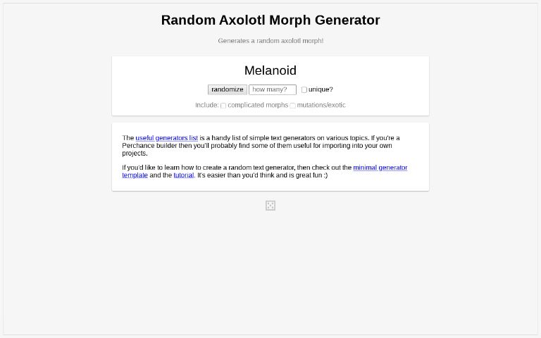 Random Axolotl Morph Generator