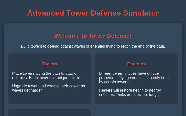 Advanced Tower Defense Simulator ― Perchance Generator