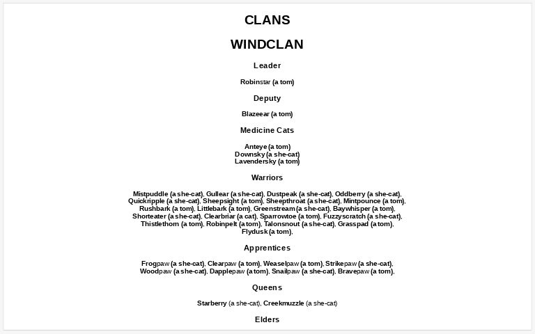 CLANS ― Perchance Generator