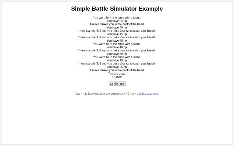 Simple Battle Simulator Example ― Perchance Generator