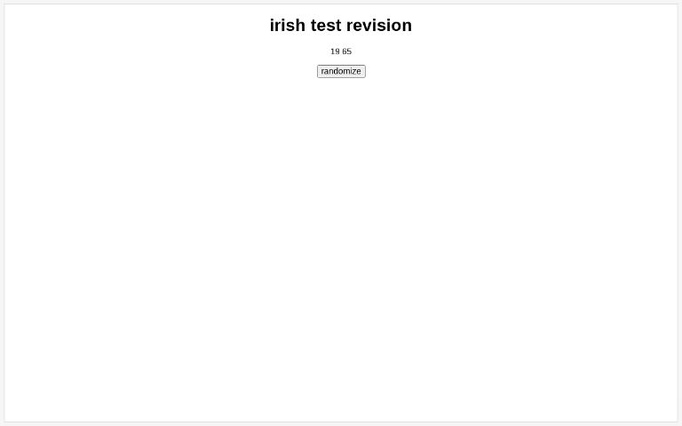 irish test revision ― Perchance Generator
