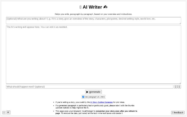 AI Writer (free, unlimited, no sign-up) ― Perchance Generator