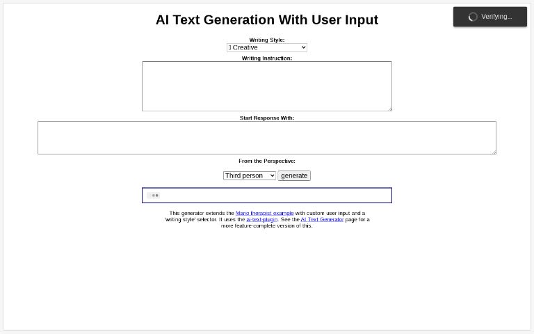 AI Text Generation With User Input