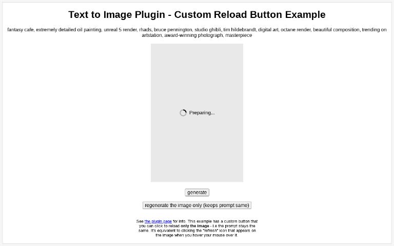 Text to Image Plugin - Custom Reload Button Example