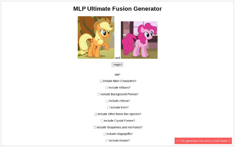 MLP Ultimate Fusion Generator