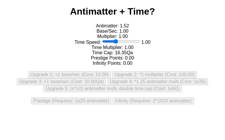 Antimatter + Time? ― Perchance Generator