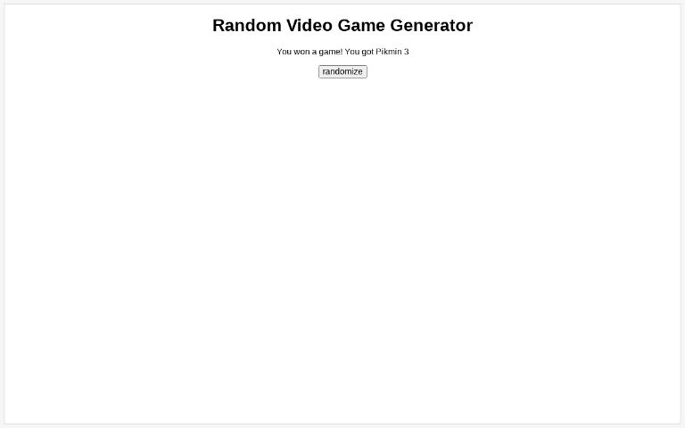 Random Video Game Generator